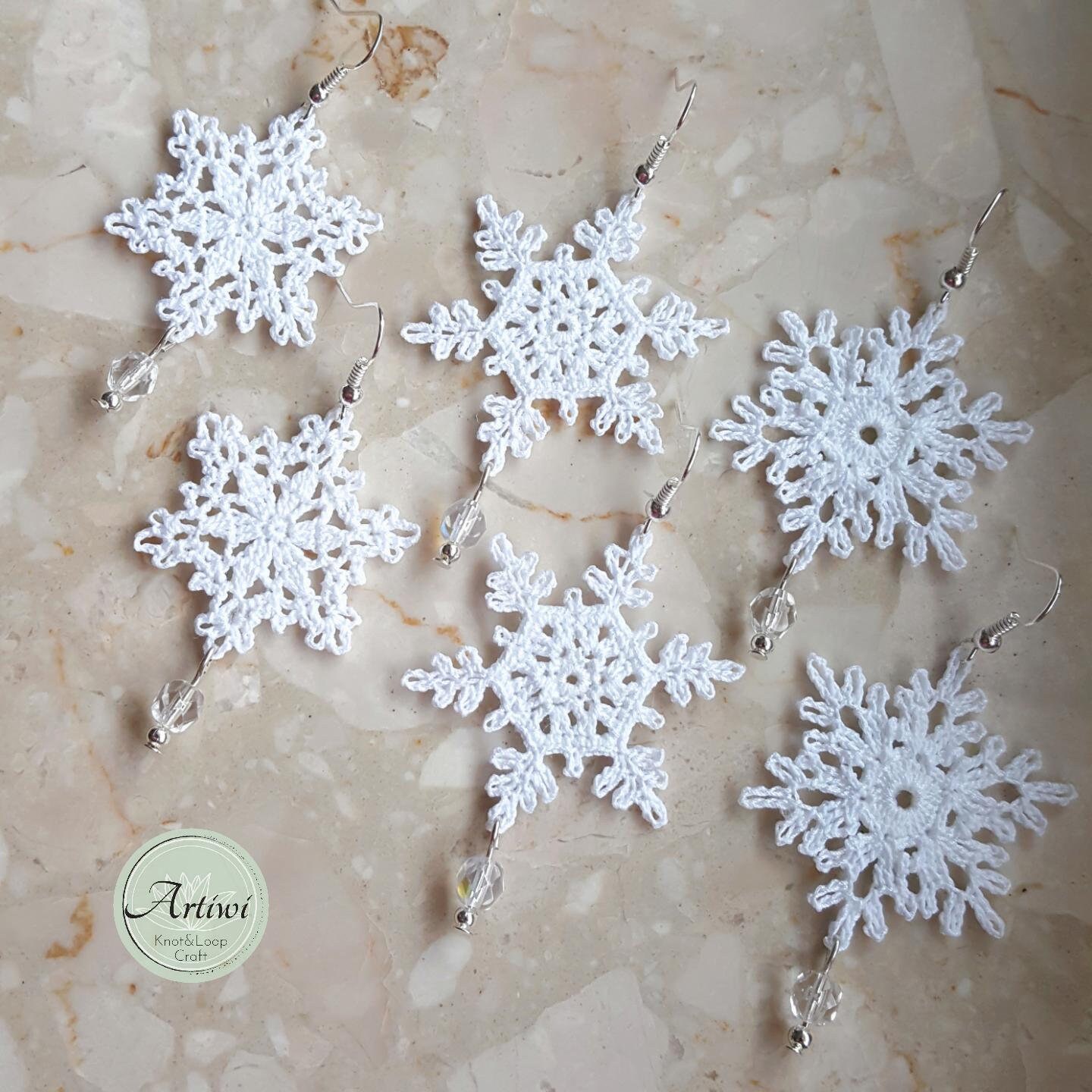 Micro Crochet Snowflake, Snowflakes, Drop Earrings, Handmade, Micro ...