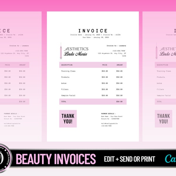 Aesthetics invoices - Etsy México