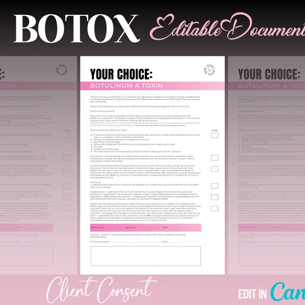 Botox Consent Form - Etsy