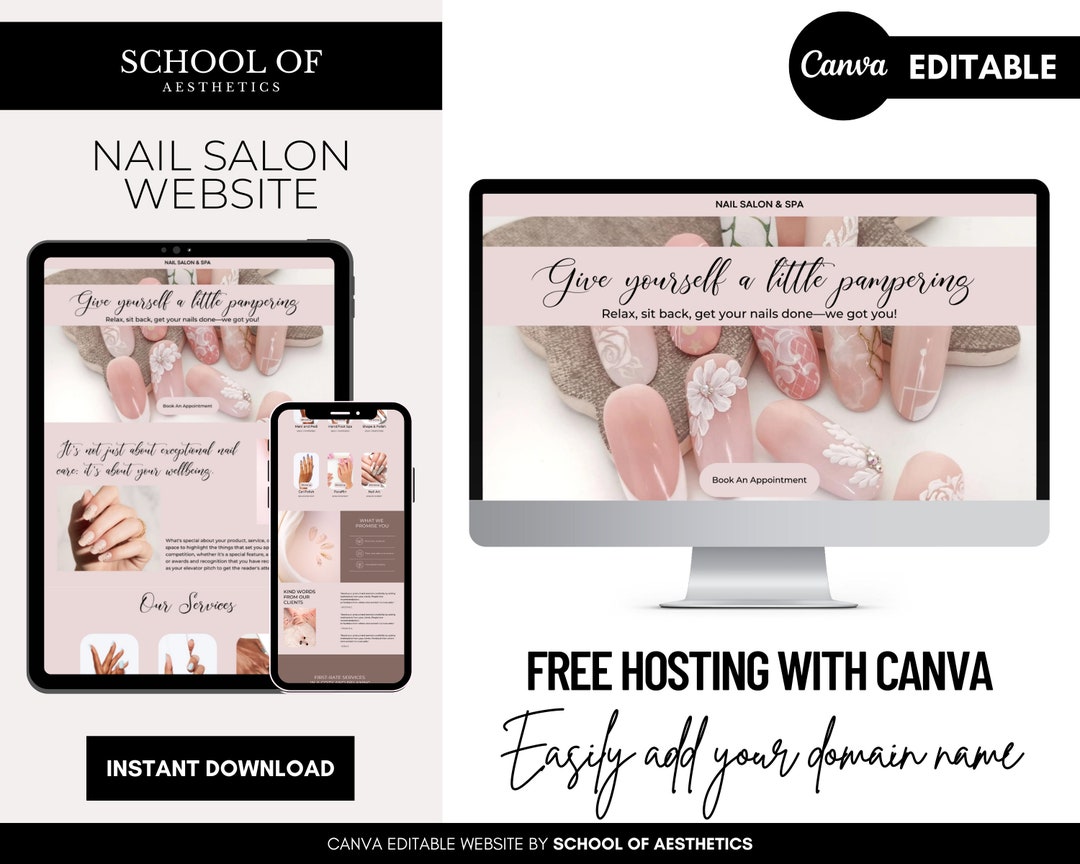 Nail Salon Website, Nail Technician Website Template, Easy to Edit ...