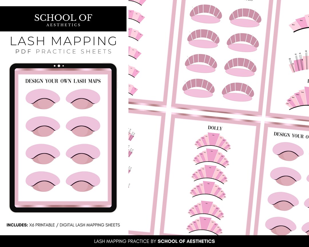 Lash Map Printables, Simple Lash Map Practice for Students, Eyelash ...