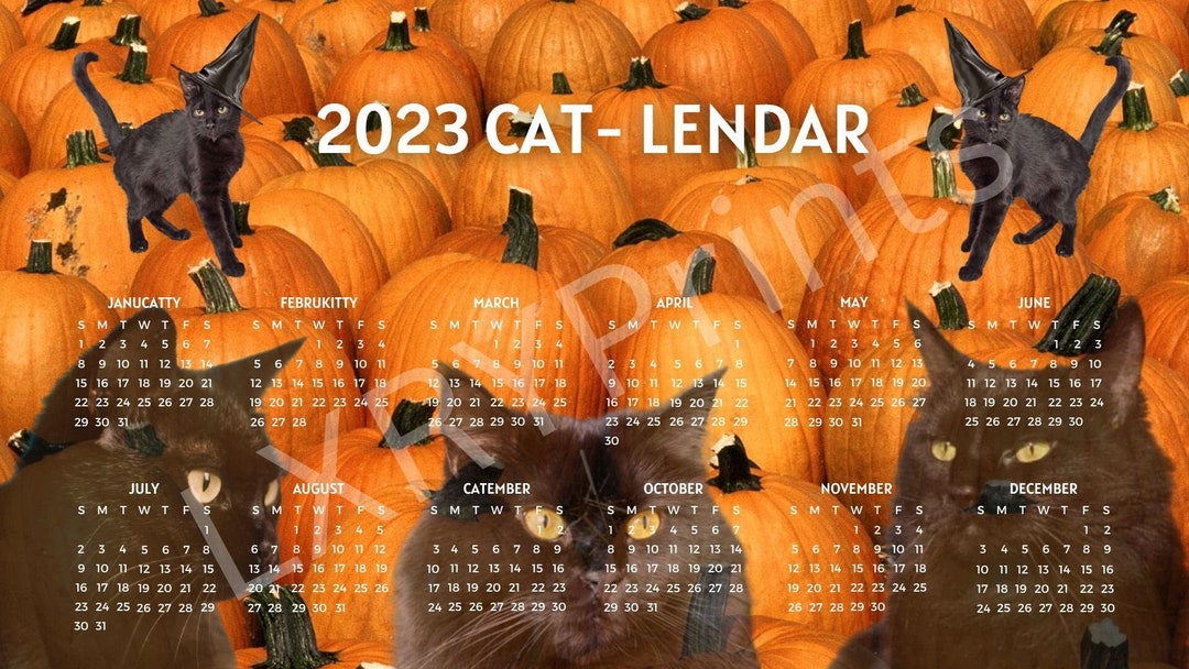1-page Black Cat 2023 Cute Calendar / Cat-lendar - Etsy
