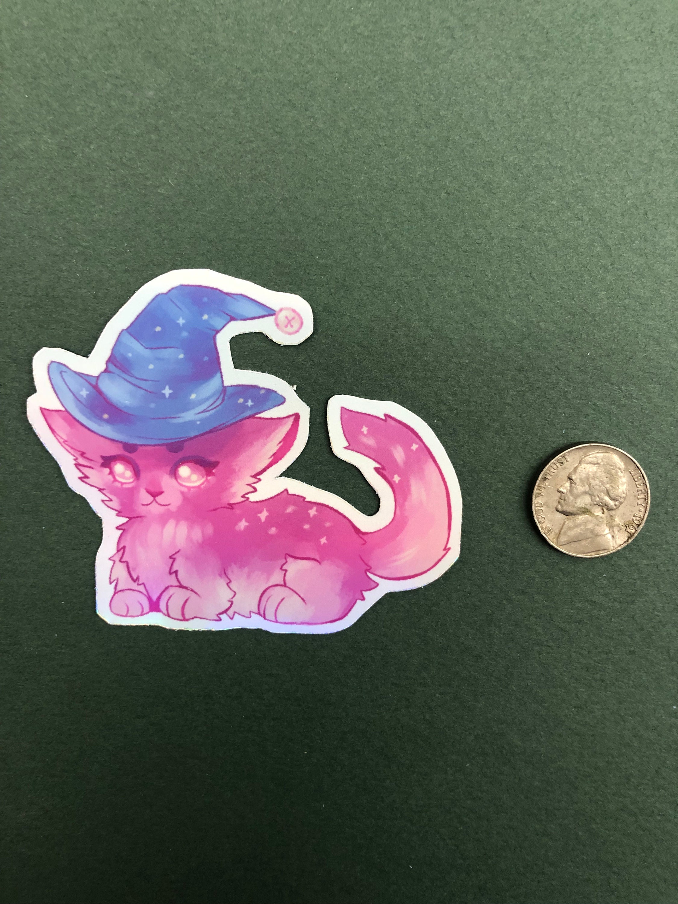 Purple Wizard Cat Cute Witchy Sticker Dappervolk Inspired - Etsy