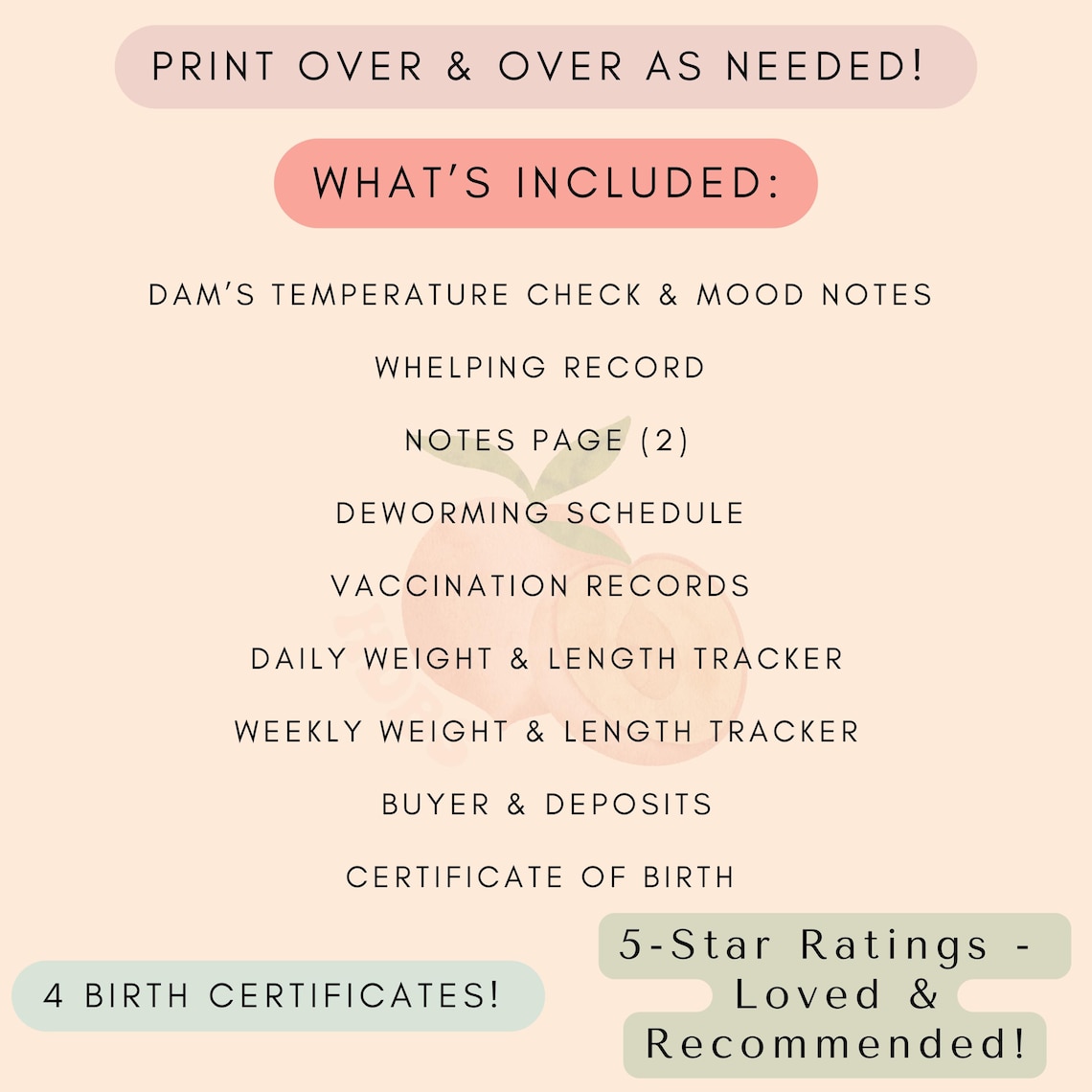 WHELPING BUNDLE | Printable & Digital - Puppy Growth Tracker | Breeding ...