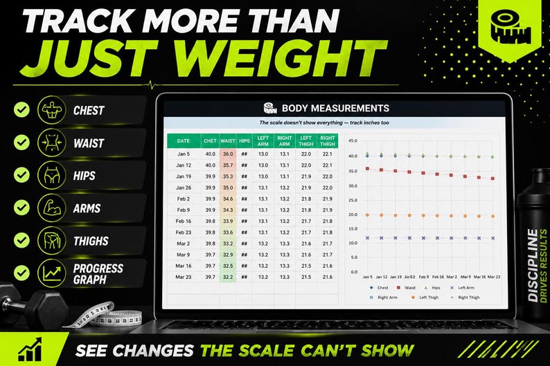 Fitness Tracker Spreadsheet: Workout Log, Weight, Calories And Macros ...
