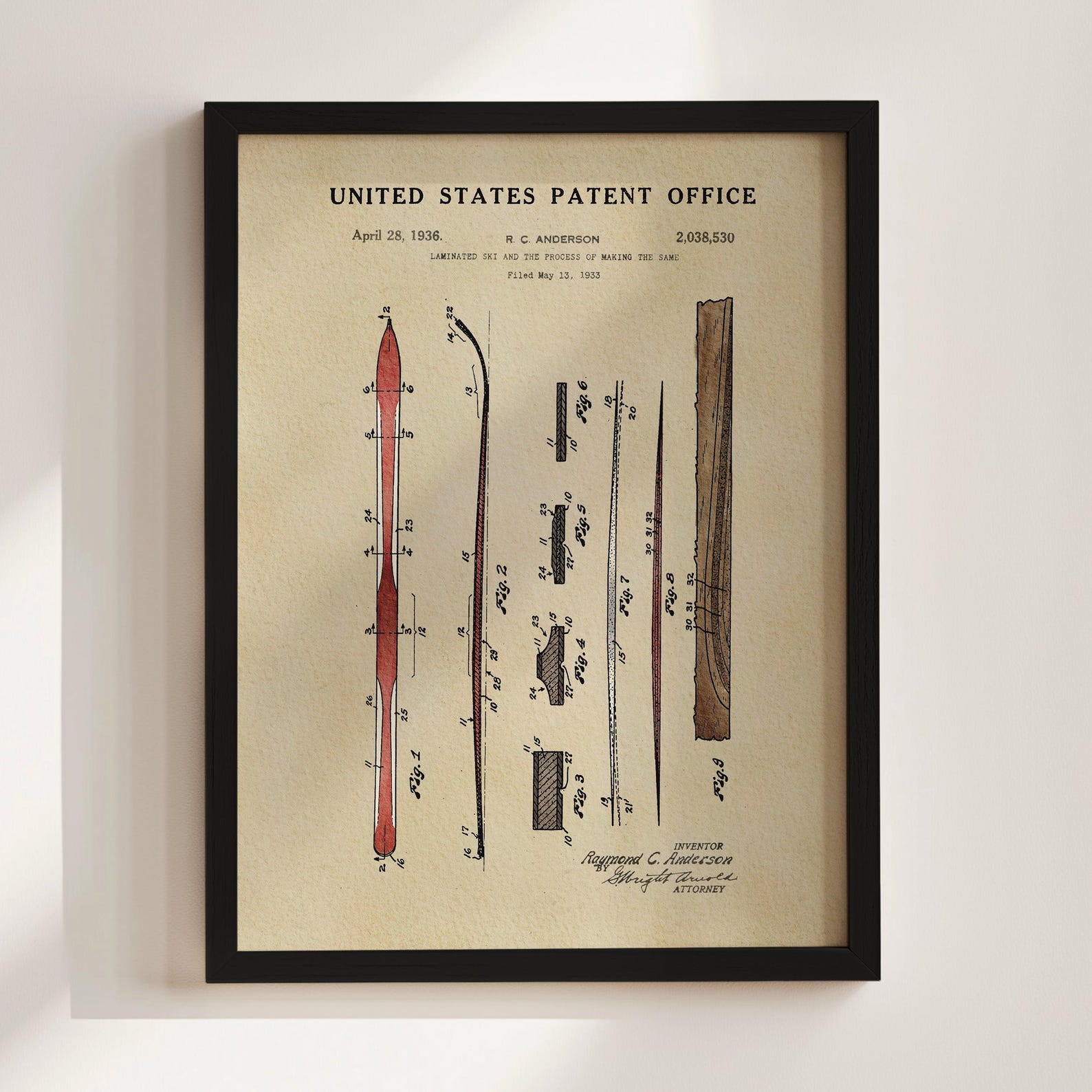 Ski Patent Print (1936) - Etsy