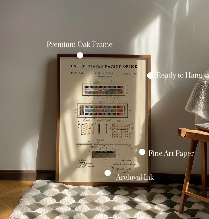 Cribbage Patent Framed Print, Board Games Office Decor, Board Games ...