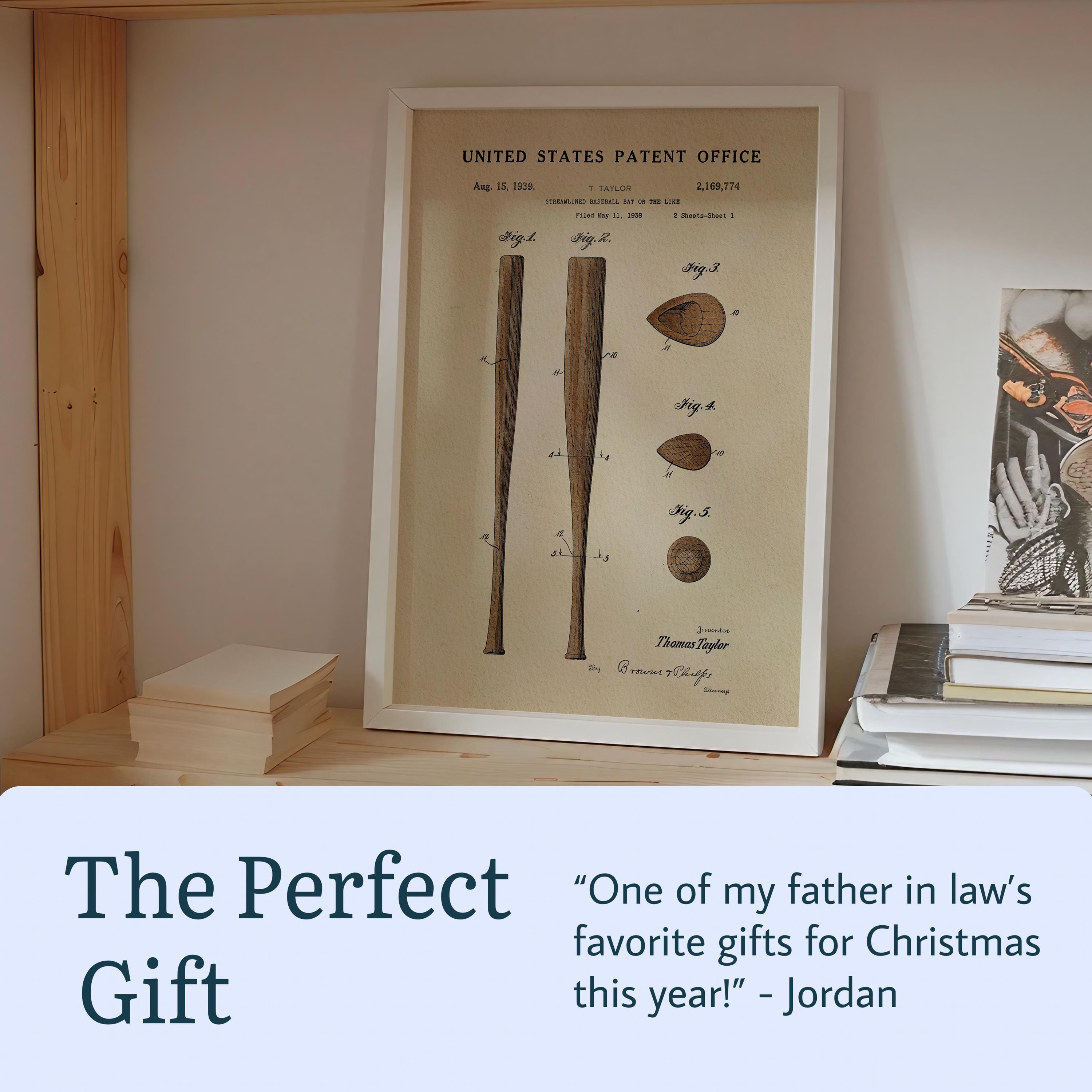 Baseball Bat Patent Framed Print, Baseball Office Decor, Baseball Gift ...