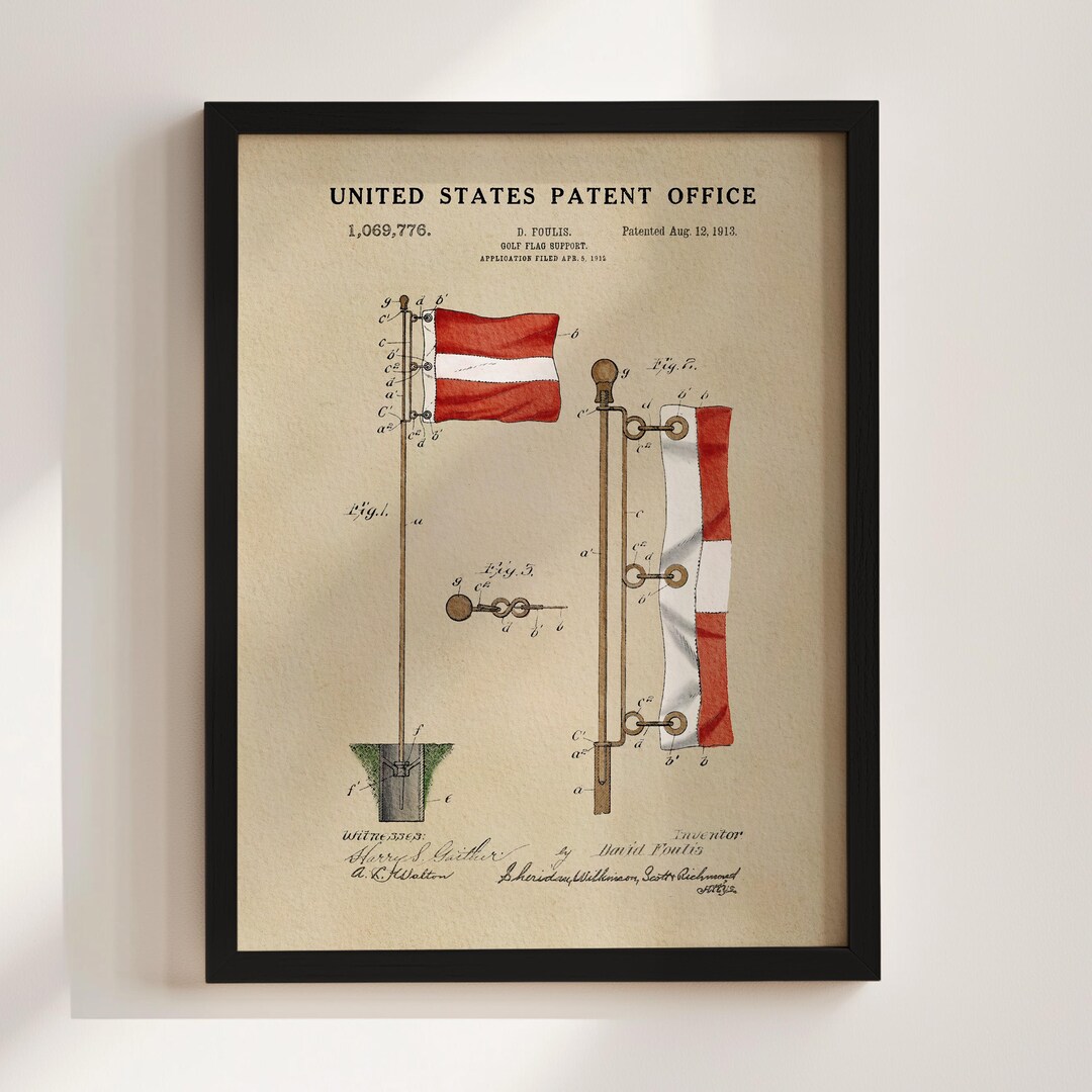 Golf Flag Patent Print (1913) - Etsy