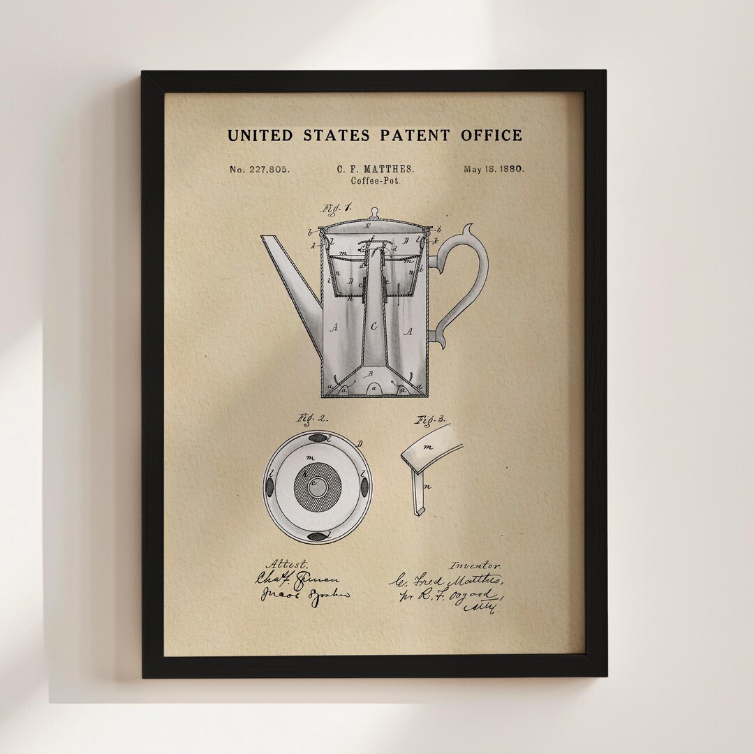 Coffee Pot Patent Print (1880) - Etsy