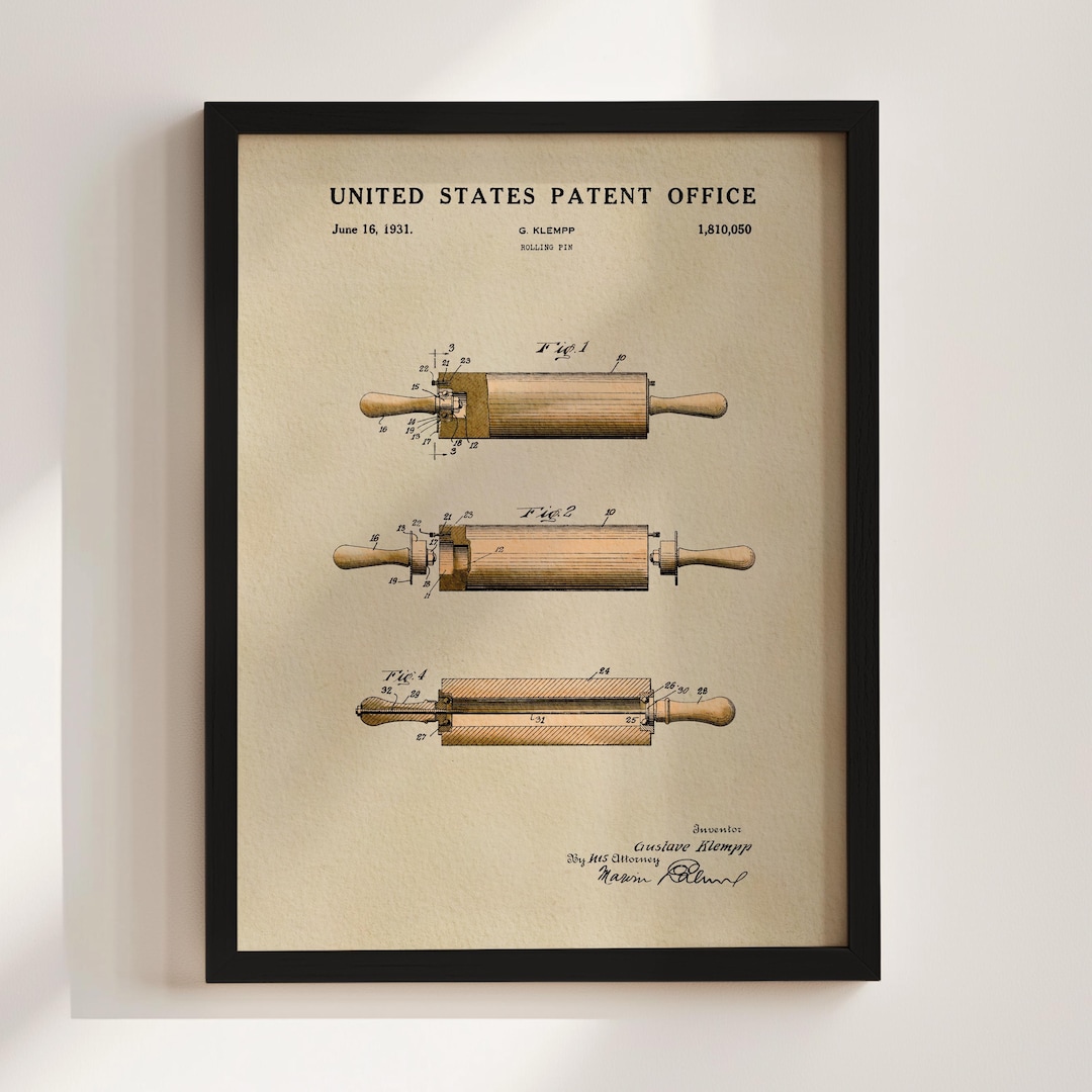 Rolling Pin Patent Print (1931) - Etsy