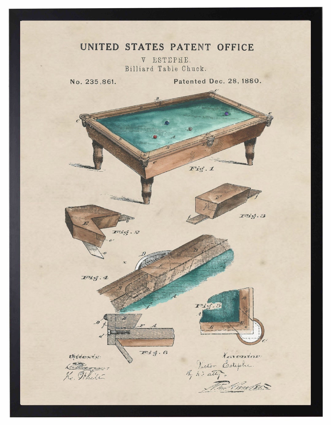 Pool Table Patent - Etsy