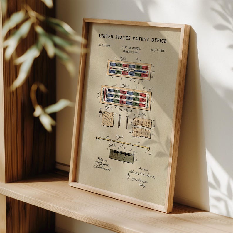 Cribbage Patent Framed Print, Board Games Office Decor, Board Games ...