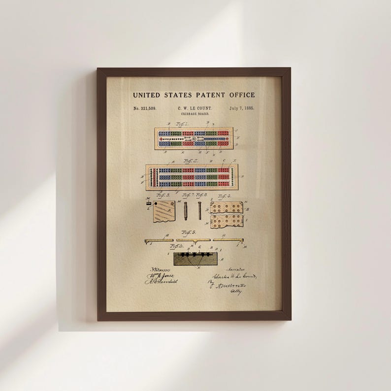 Cribbage Patent Framed Print, Board Games Office Decor, Board Games ...