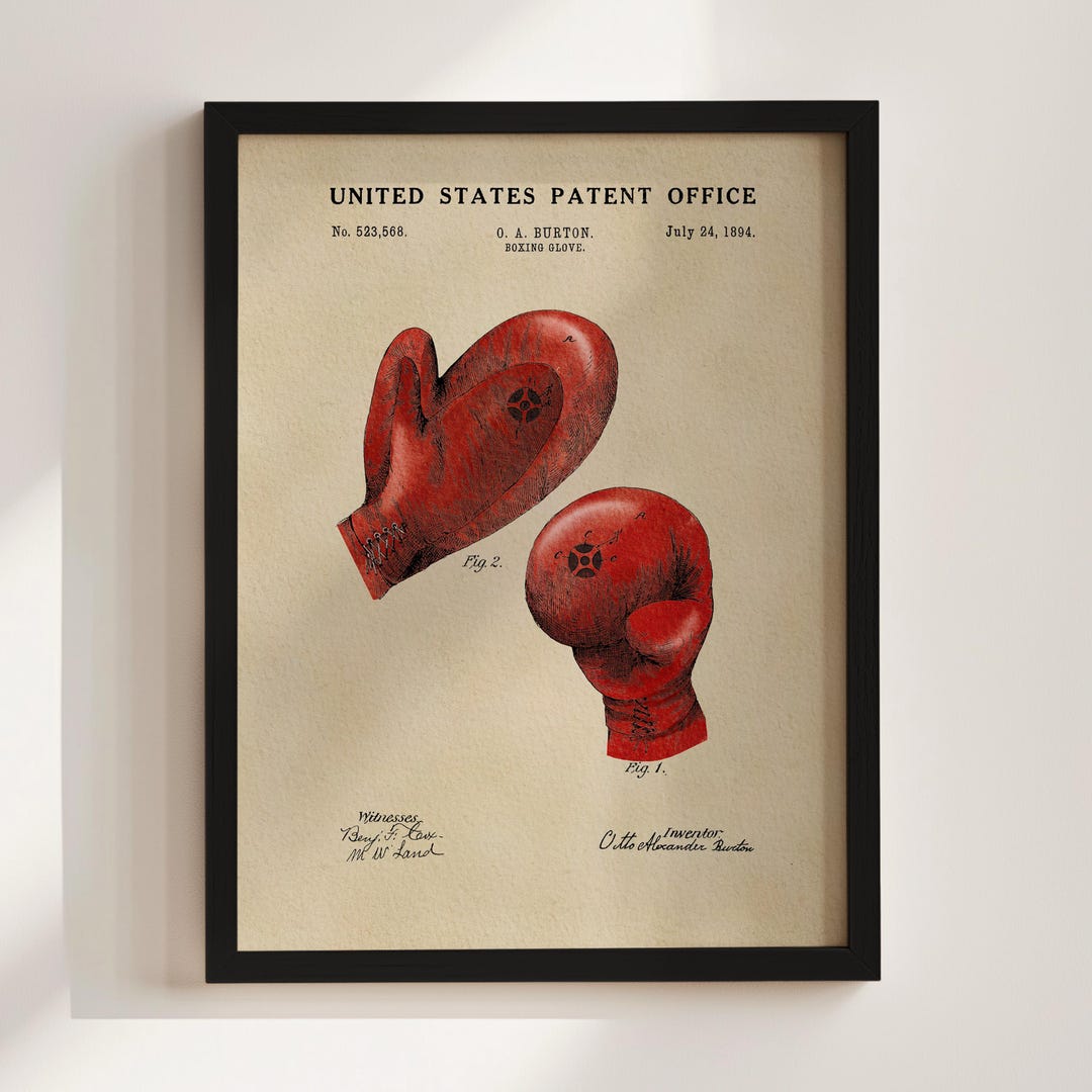 Boxing Glove Patent Print (1894) - Etsy