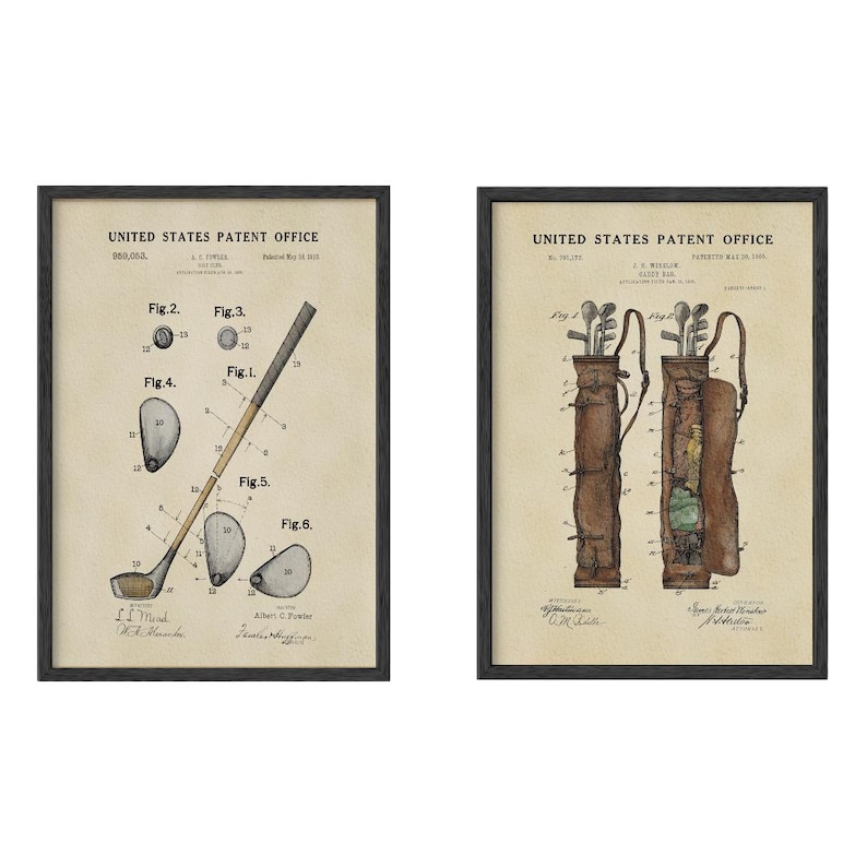 Golf Set Patent Prints - Etsy
