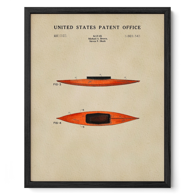 Kayak Patent Print (1975) - Etsy