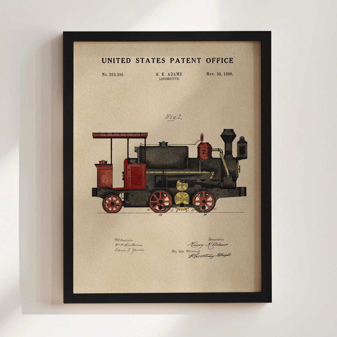 Locomotive Train Patent Print (1886) - Etsy