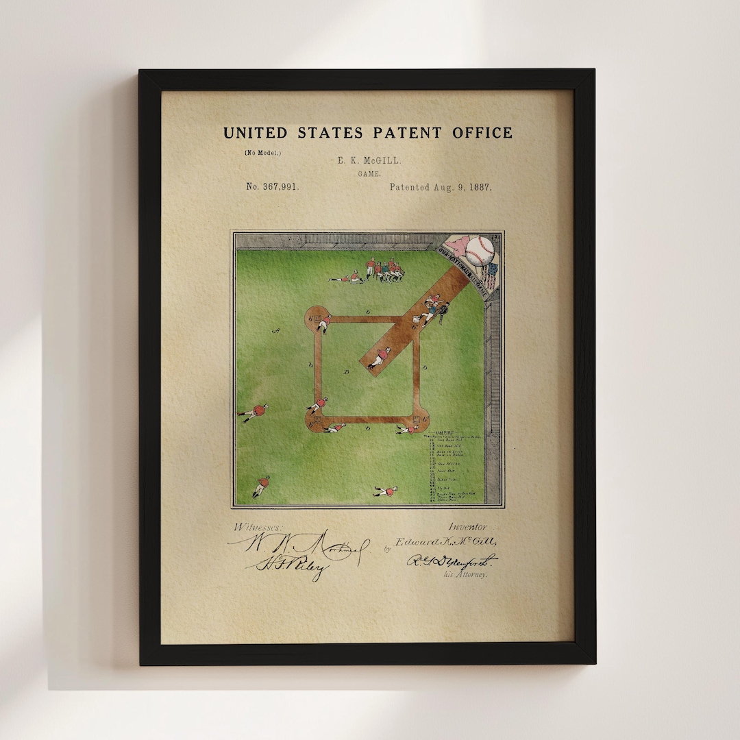 Baseball Field Patent Print (1887) - Etsy