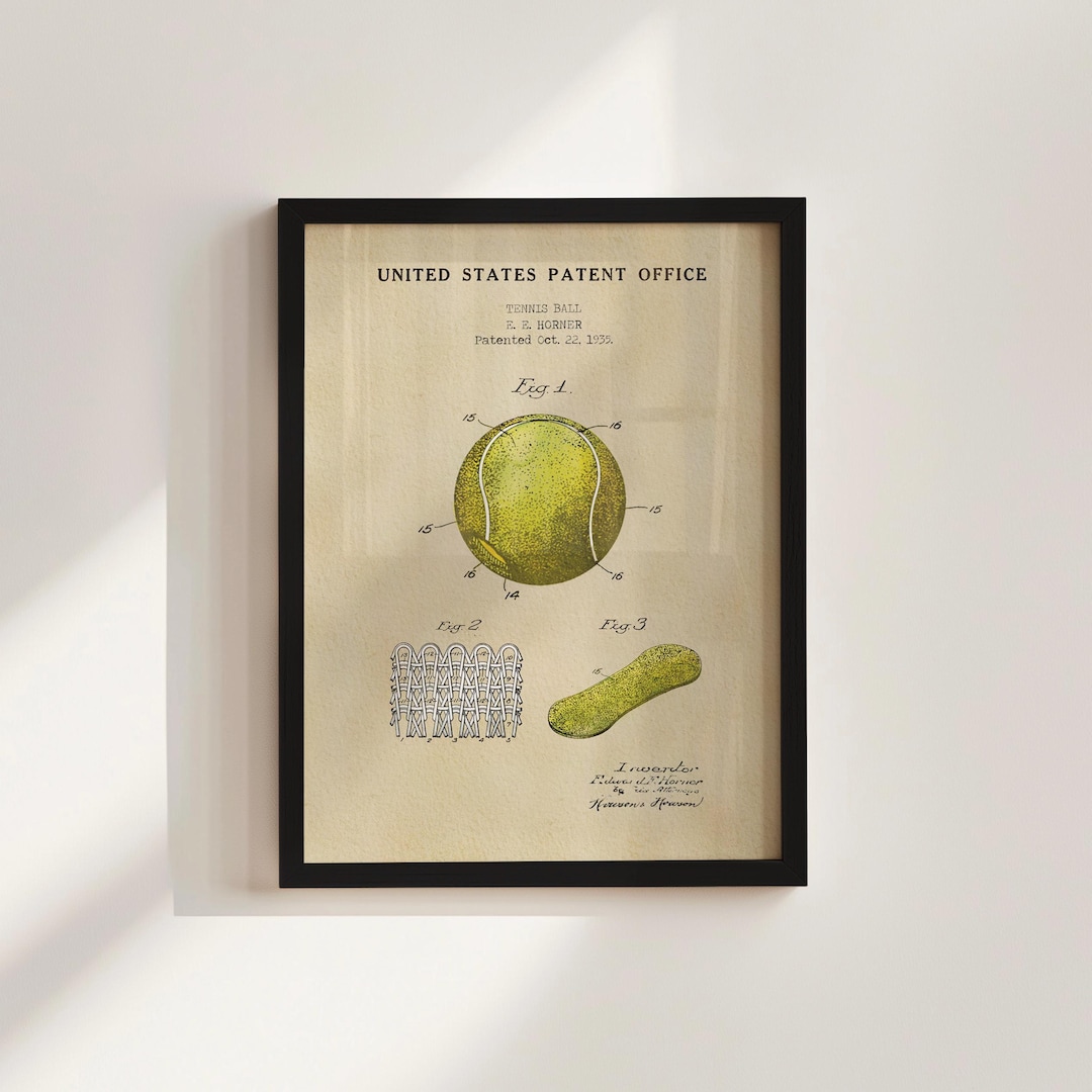 Tennis Ball Patent Framed Print, Tennis Office Decor, Tennis Gift for ...