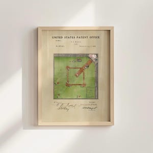 Baseball Field Patent Framed Print, Baseball Office Decor, Baseball ...