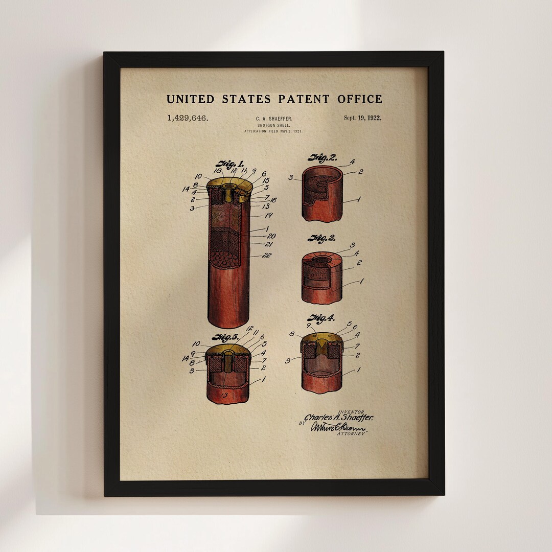 Shotgun Shell Patent Print (1922) - Etsy