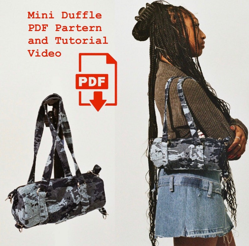 Mini Duffel Bag Pattern SMALL Duffle Bag DIY Canvas Bag Sewing Pattern PDF Download Video ...