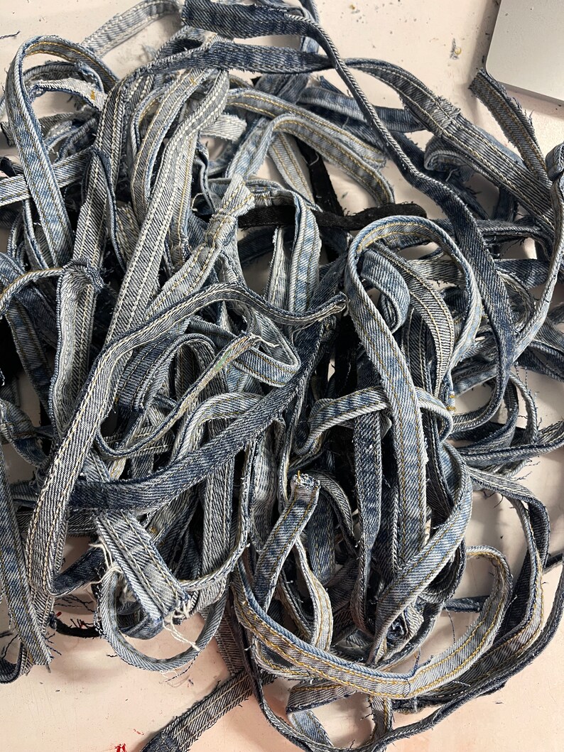 Denim Jean Salvaged Seams/denim Scraps/jean Pieces for Crafting - Etsy