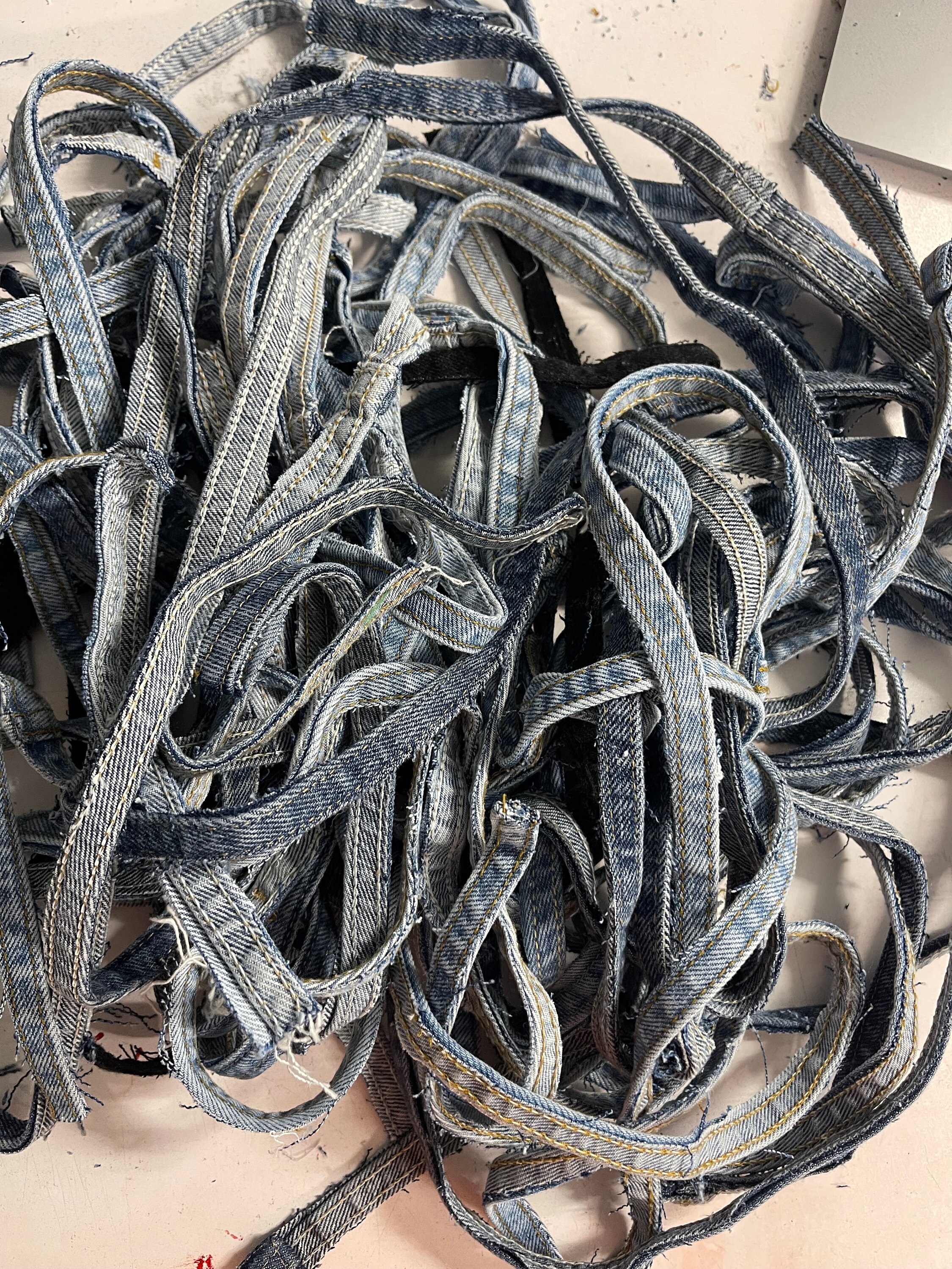 Denim Jean Salvaged Seams/denim Scraps/jean Pieces for Crafting - Etsy