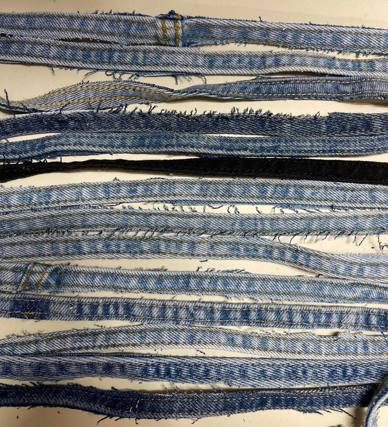 Denim Jean Salvaged Seams/denim Scraps/jean Pieces for Crafting - Etsy