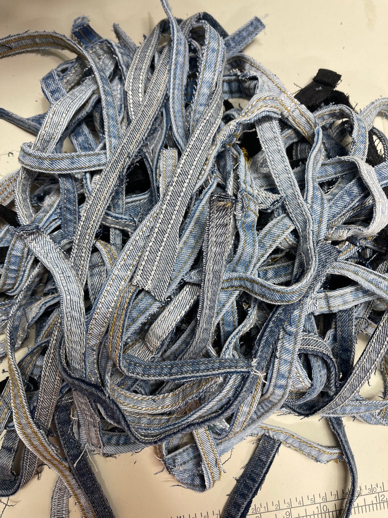 Denim Jean Salvaged Seams/denim Scraps/jean Pieces for Crafting - Etsy