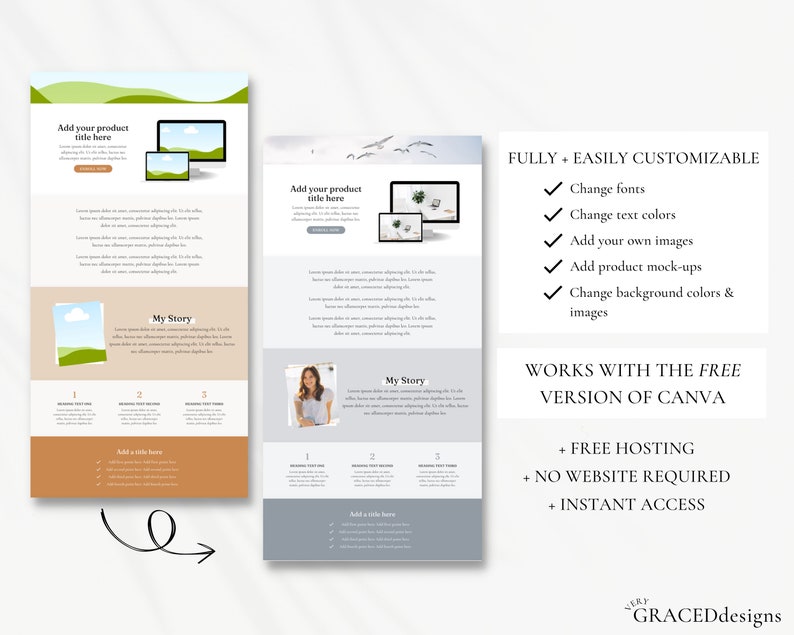Canva Sales Page Template Online Course Sales Page Funnel - Etsy