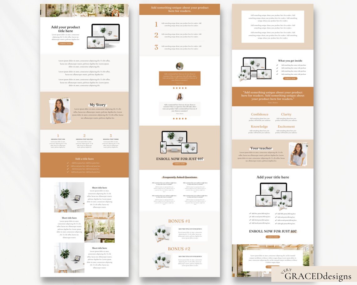 Canva Sales Page Template, Online Course Sales Page Funnel, Canva ...