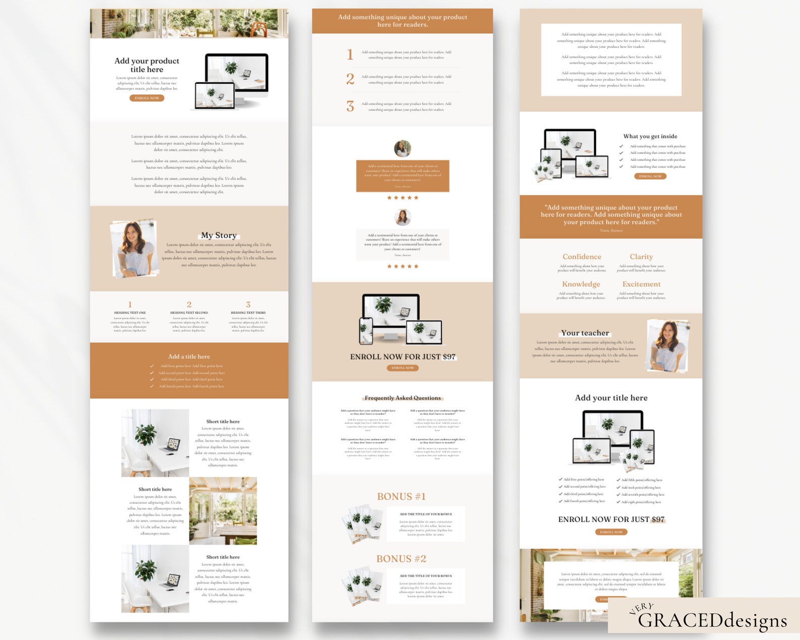 Canva Sales Page Template, Online Course Sales Page Funnel, Canva ...