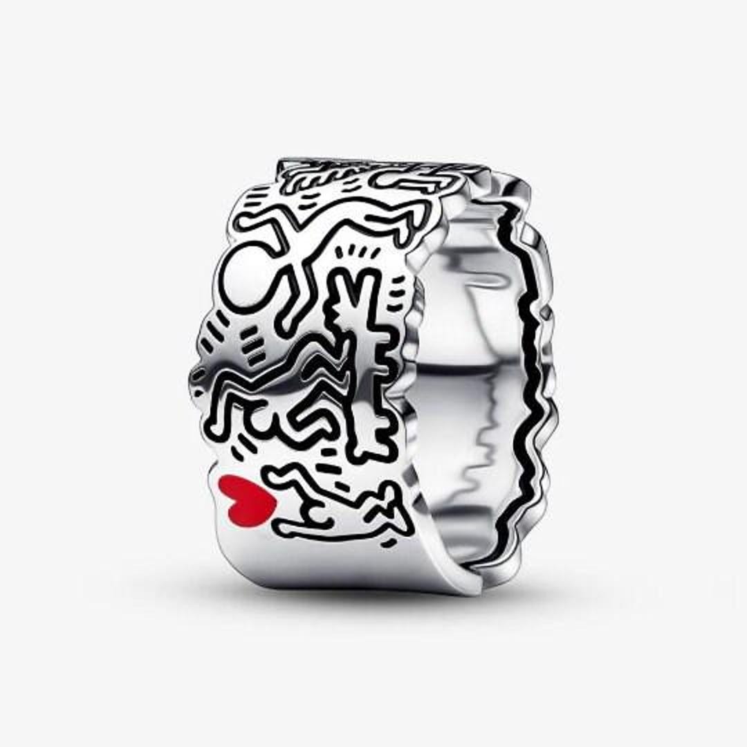 925 Pandora Keith Haring Art Love People Wide Ring - Etsy