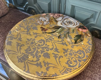 12in Round Wood & Floral Resin Tray - Etsy