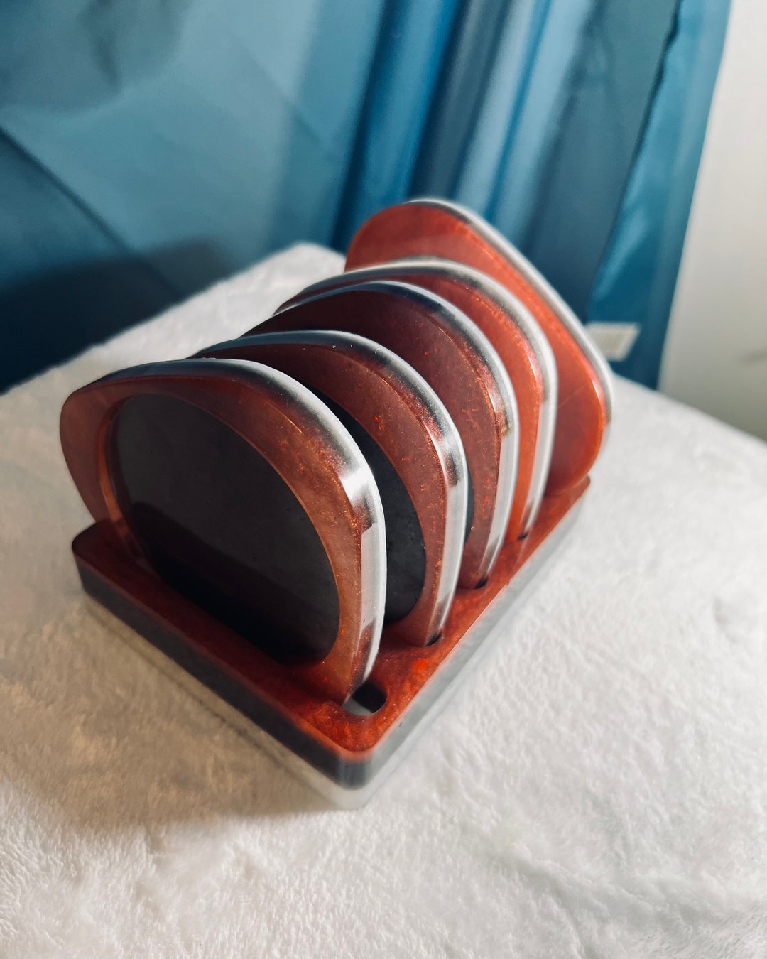 Red, White, and Black Layered Coasters With Holder (5) - Etsy
