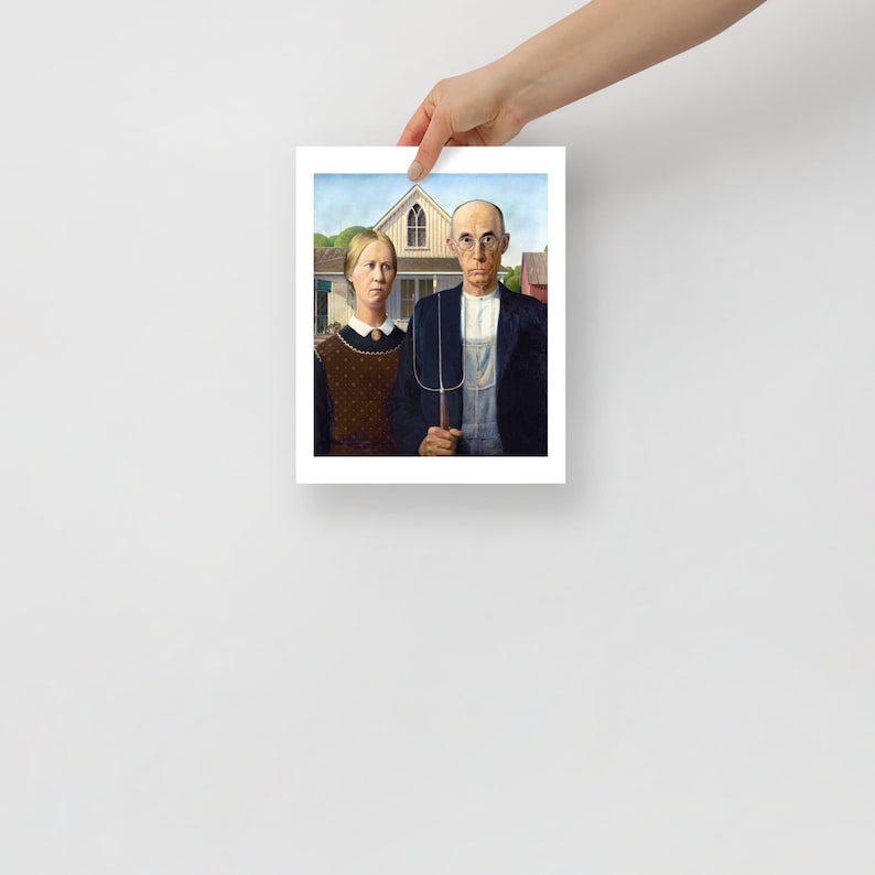 American Gothic Print by Grant Wood Famous Painting Print Vintage Wall ...