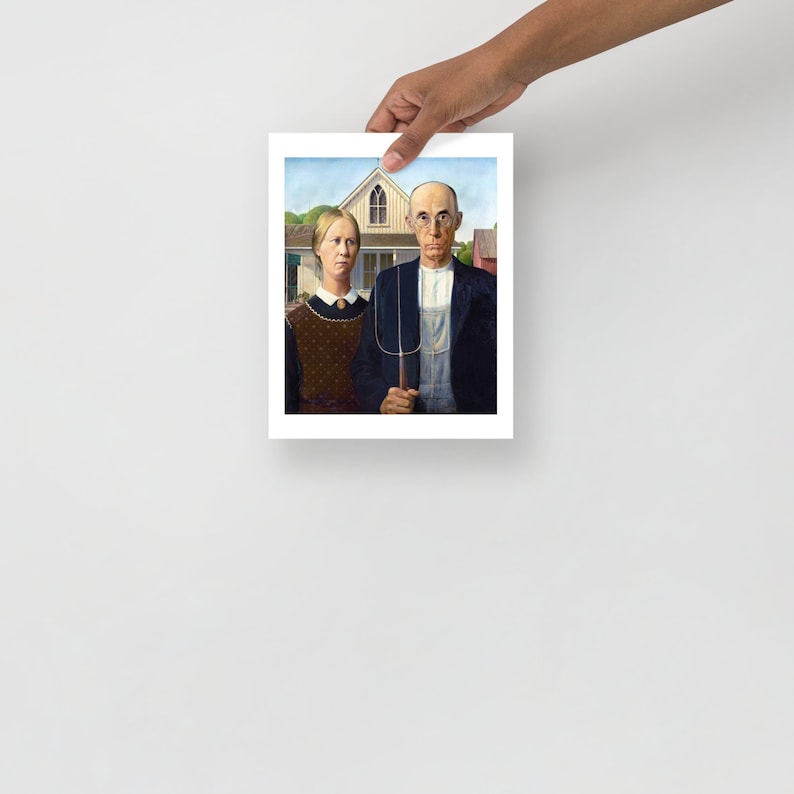 American Gothic Print by Grant Wood Famous Painting Print Vintage Wall ...