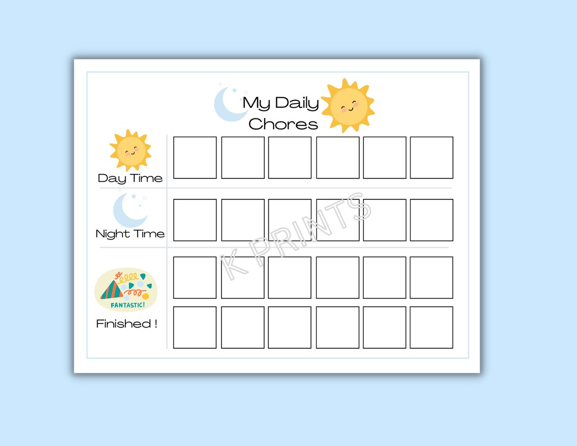 Chores/responsibilities Charts, Morning/evening, Daytime/nighttime ...