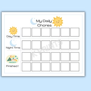 Chores/responsibilities Charts, Morning/evening, Daytime/nighttime ...