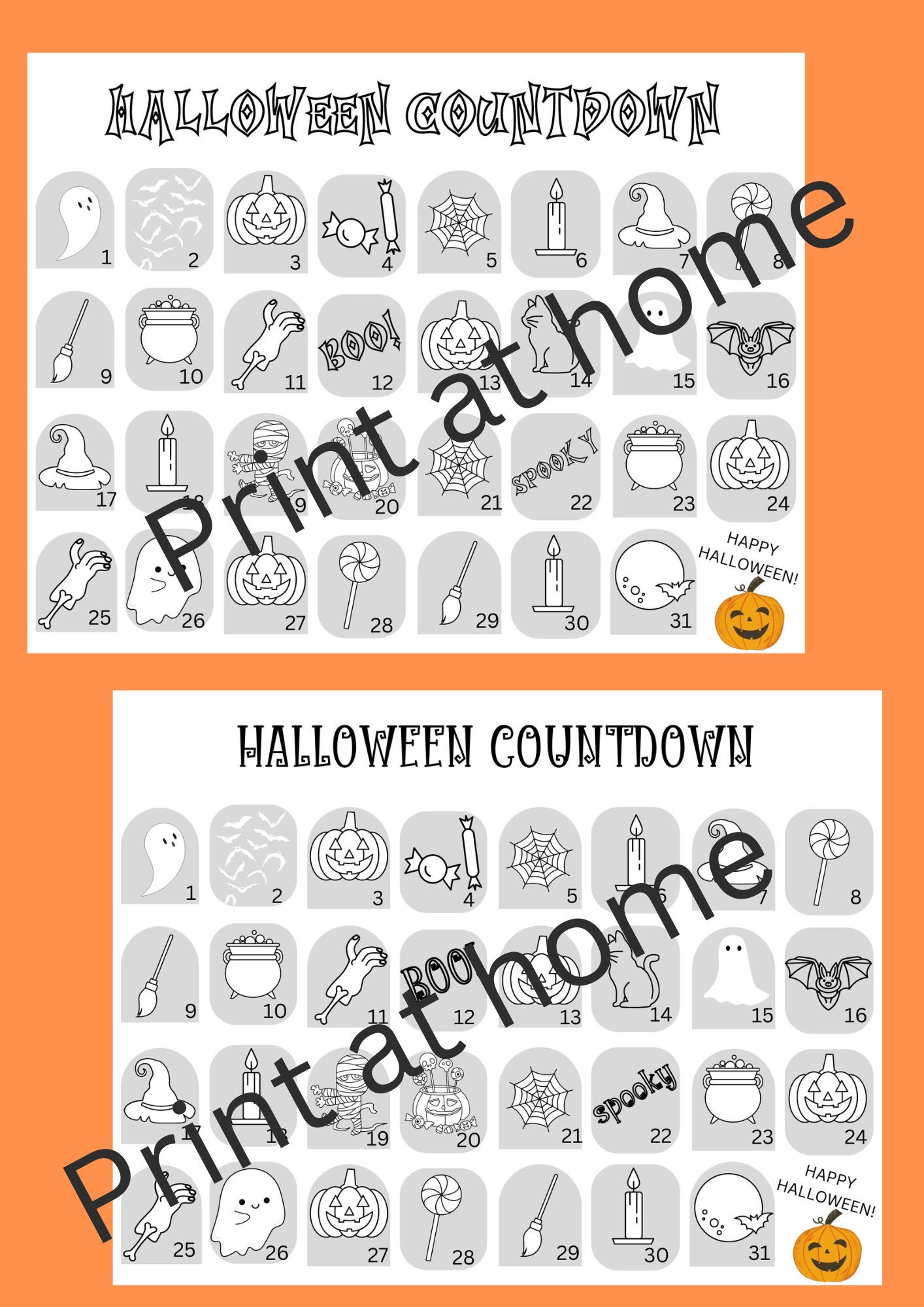 Kids Digital Halloween Countdown Calendar, Halloween Advent Calendar ...