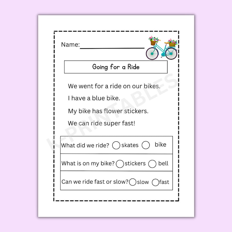 Reading Worksheets - Etsy