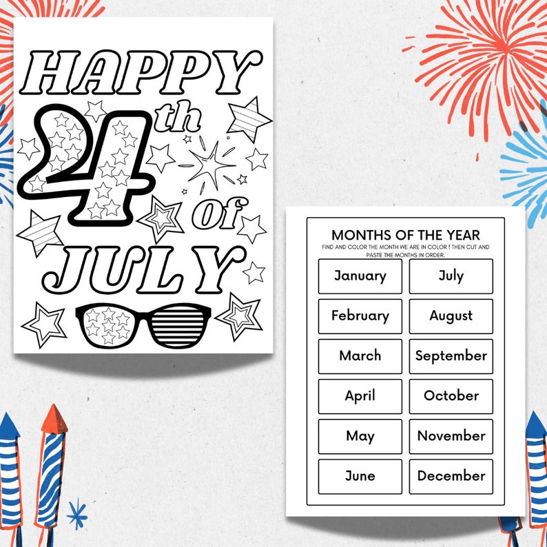 10 FUN 4TH OF JULY Worksheets, Coloring Pages, Writing Pages, Counting ...