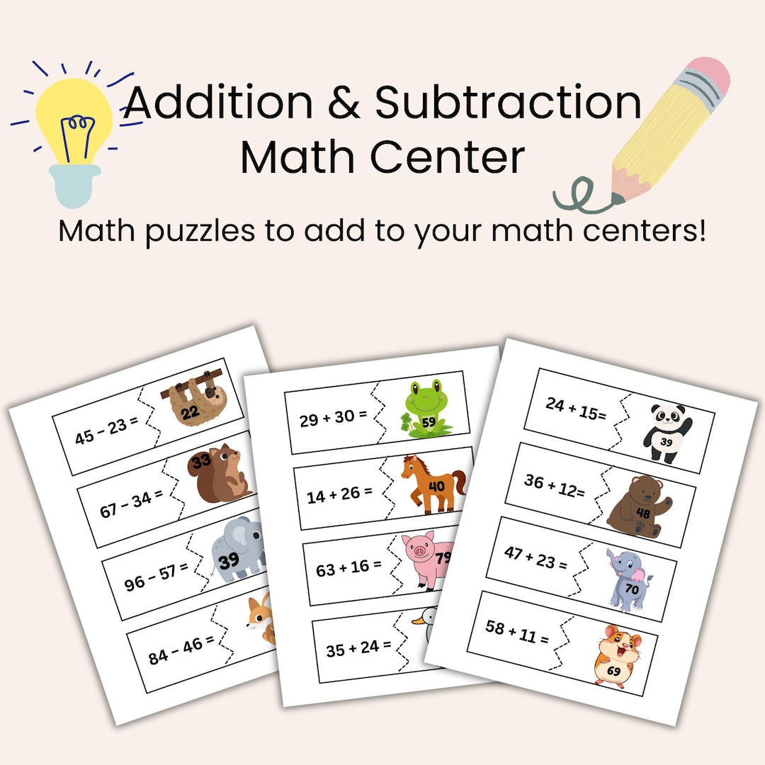 2nd Grade Double-digit Addition & Subtraction Puzzle Cards – Math ...