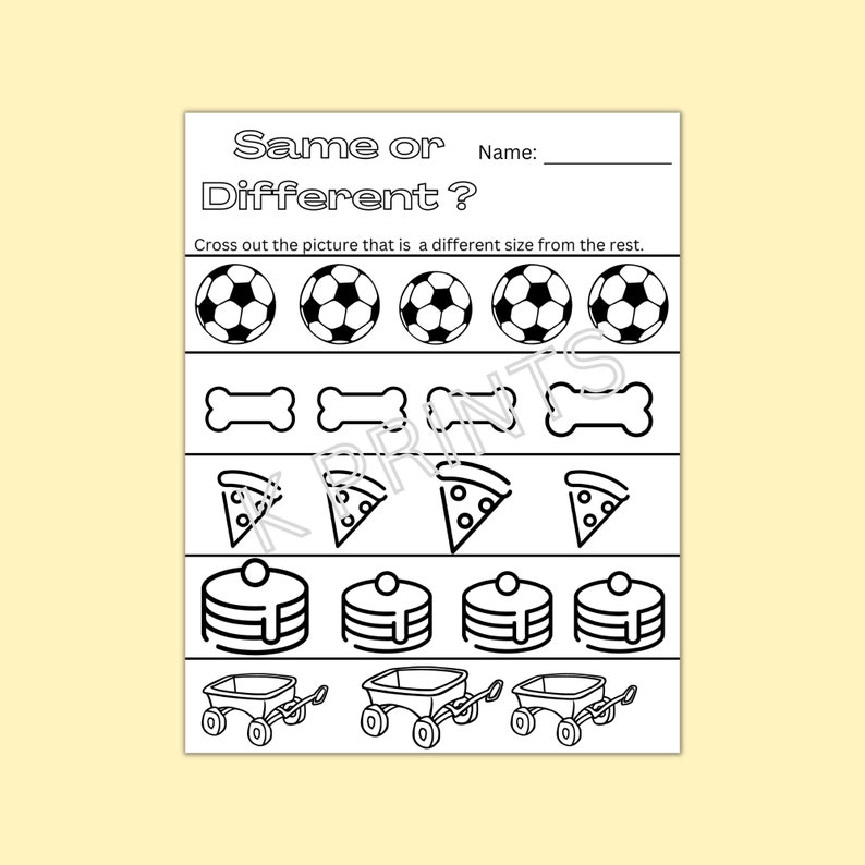 Summer Worksheets 10 Same or Different Matching Worksheets, Instant ...