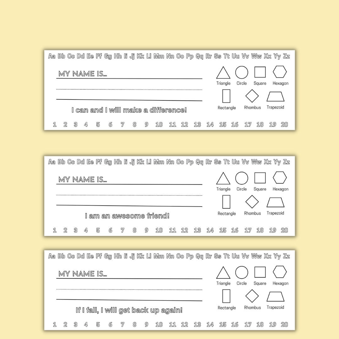 25 Coloring Affirmation Name Tags / Name Plates for Student Desks, Pdf ...