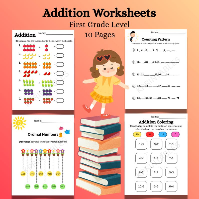 First Grade Addition Worksheets | Math Practice Packet | Addition ...