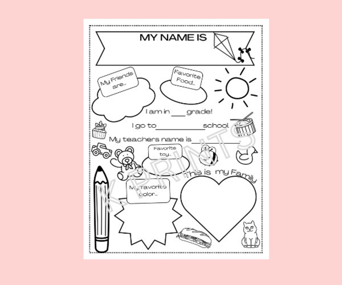 All About Me Writing Prompts, Worksheets, Activity, Pdf. , Instant ...