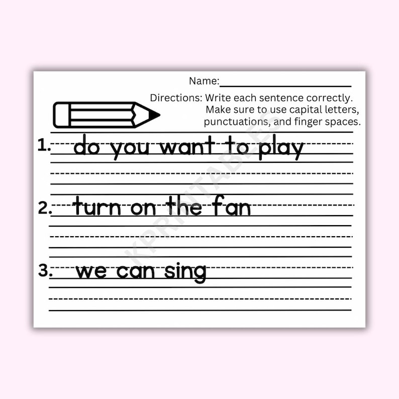 Sentence Writing Practice (30 Pages) - Etsy